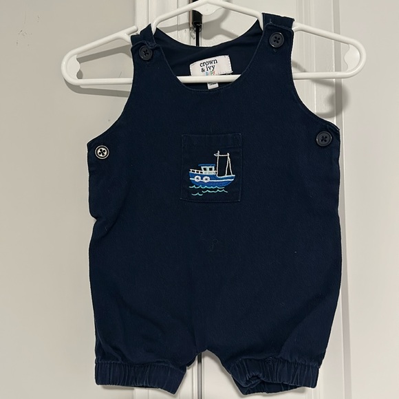 One Pieces | Crown Ivy Overalls With Embroidered Boat Size 3mon | Poshmark